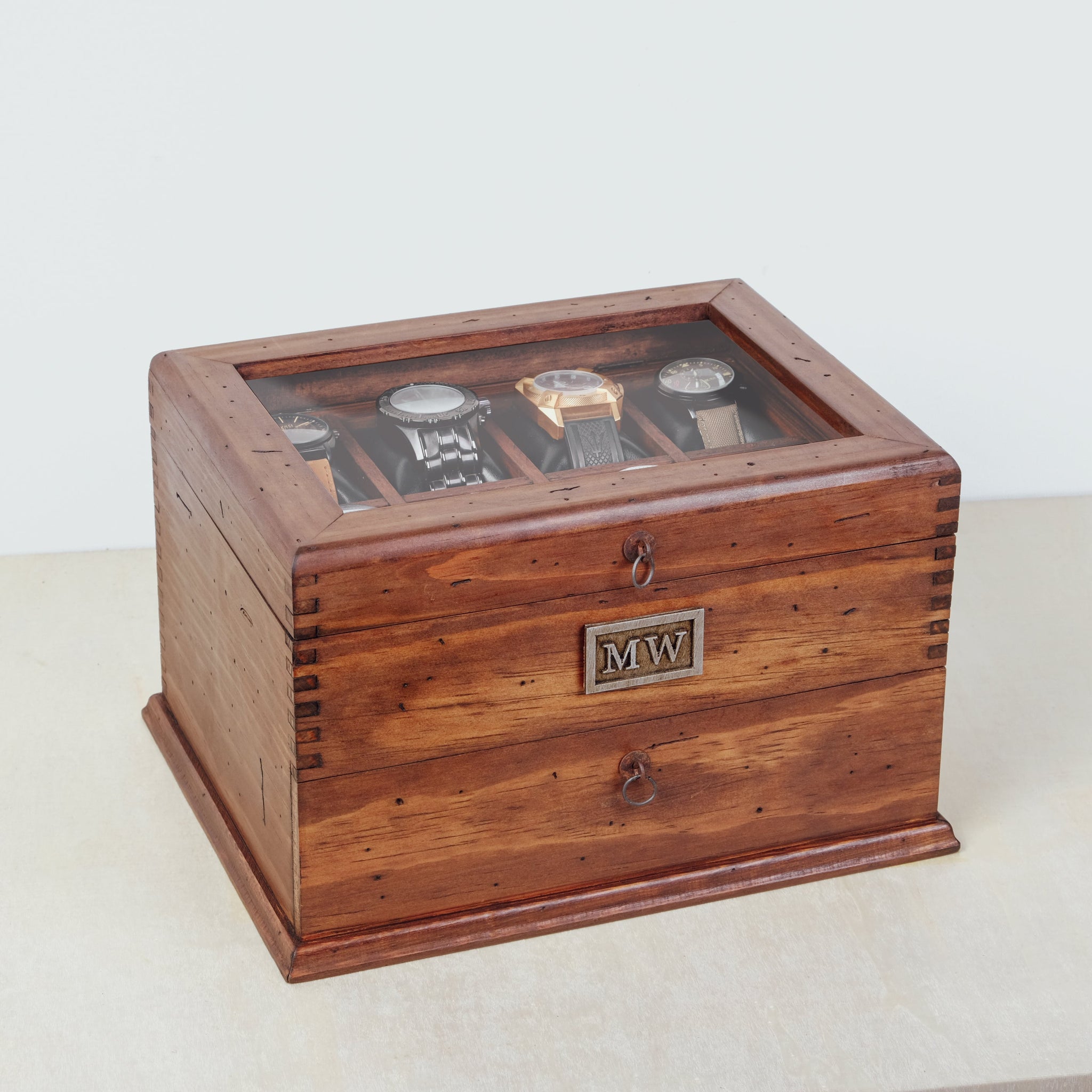 Personalized Wood Watch box for 12 Watches with Drawer – Deferichs