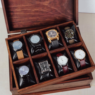 Watch Box for 8 Watches with secret compartment made of solid wood ...