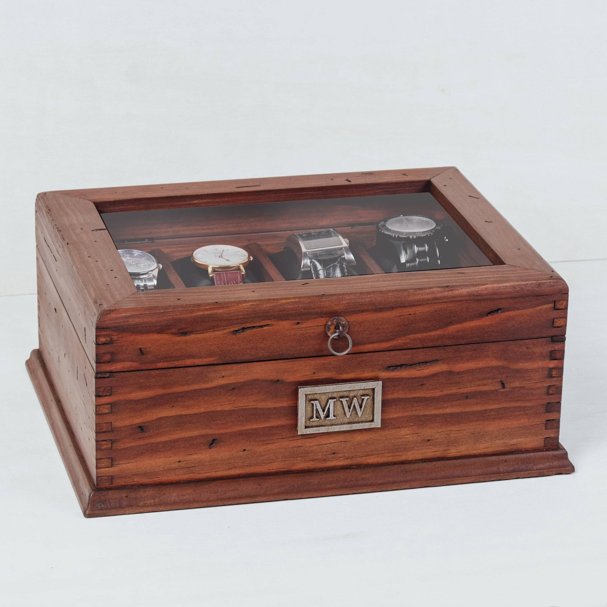 Watch Box for 8 Watches with secret compartment made of solid wood ...