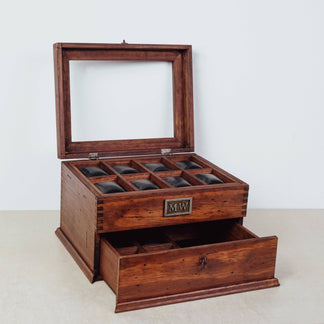Personalized Wood Watch box for 12 Watches with Drawer – Deferichs
