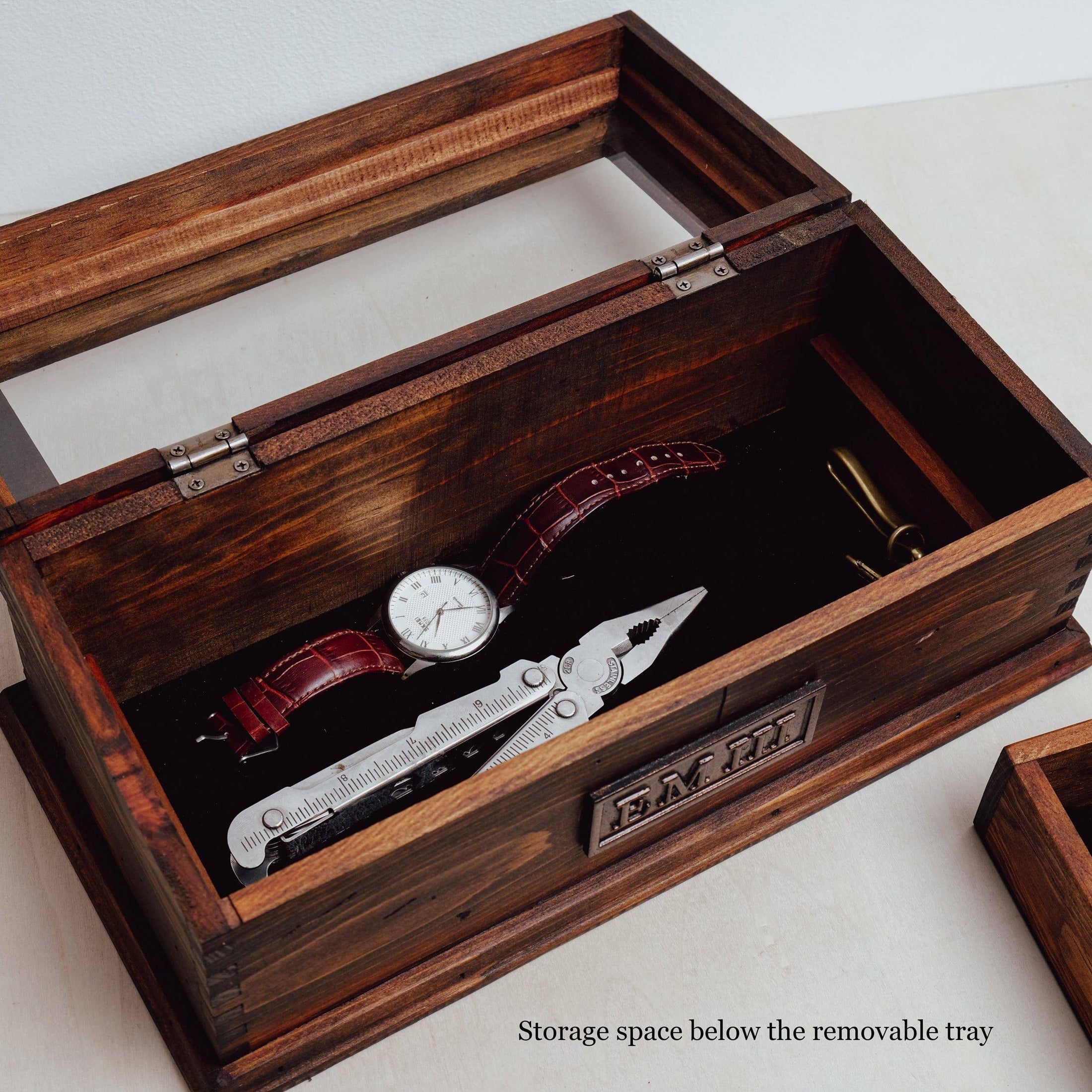 Personalized Wood Watch box for 4 Watches with Secret Compartment ...