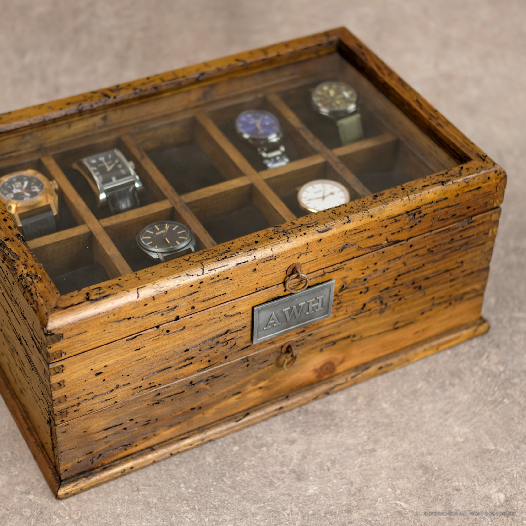 Personalized Wood Watch box for 20 Watches made with solid wood ...